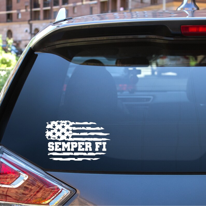 Semper Fi Distressed Flag Vinyl Decal - US Marine Corps - Etsy