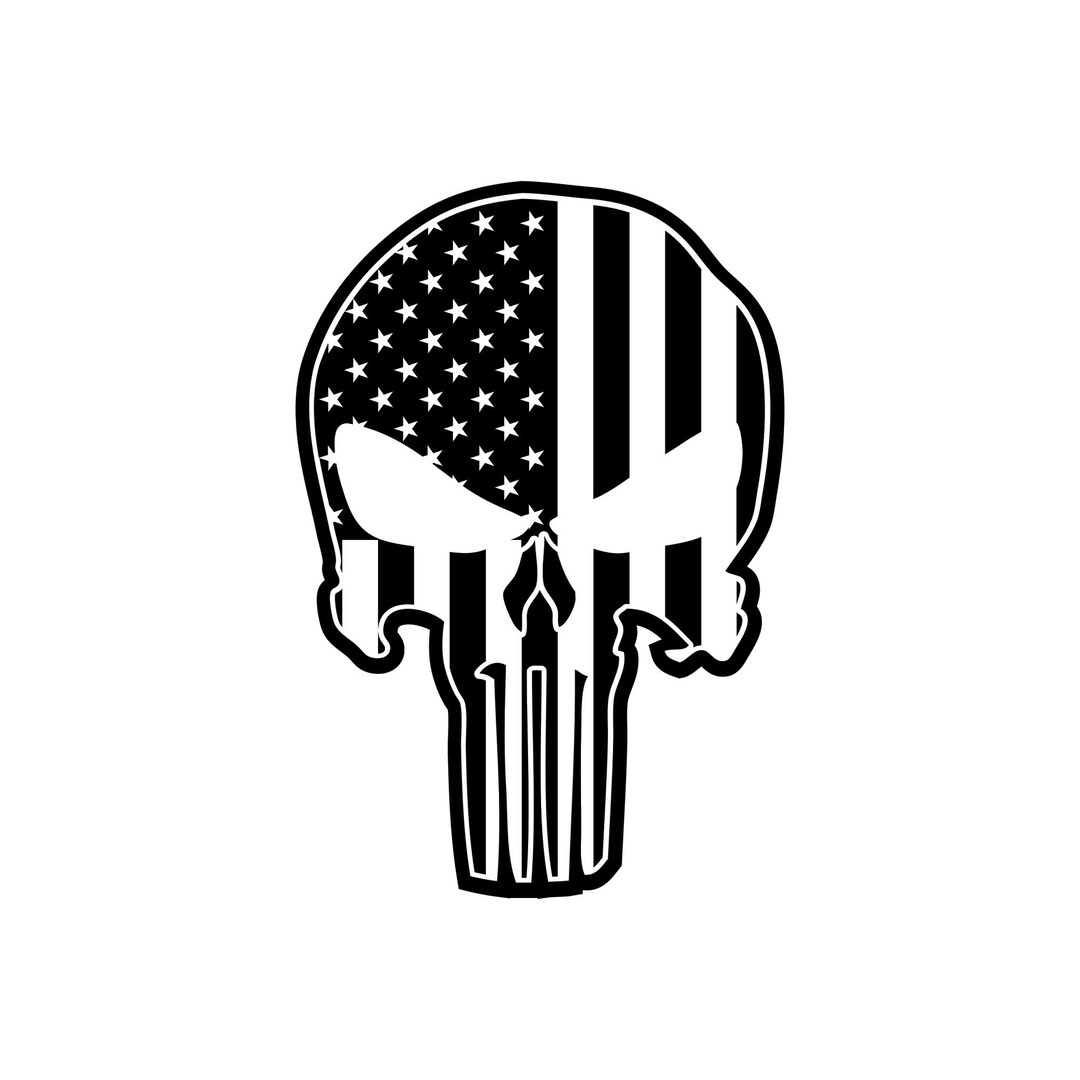 Skull Vinyl Decal, American Flag Skull Decal, Punisher Skull Decal ...