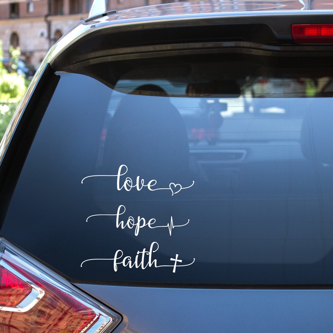 Love Hope Faith Vinyl Decals, Set of 3, Love Faith Hope Sticker, , Hope ...