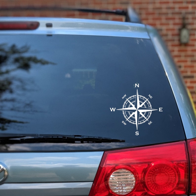 Nautical Compass Car Window Decal Compass Decal Nautical Etsy Uk