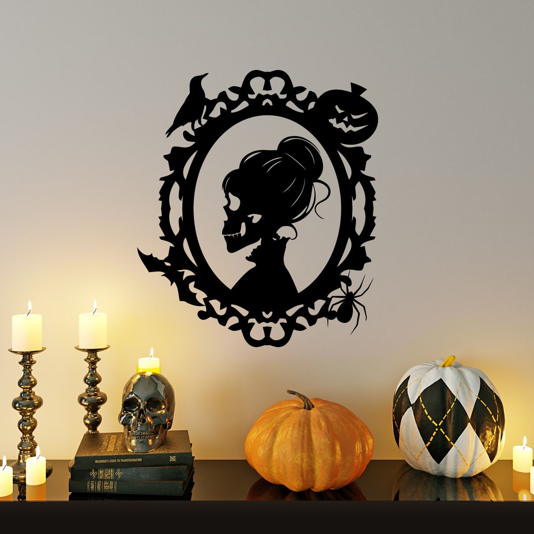 Female Skeletal Portrait Wall Decal, Halloween Decor, Skeleton Wall ...