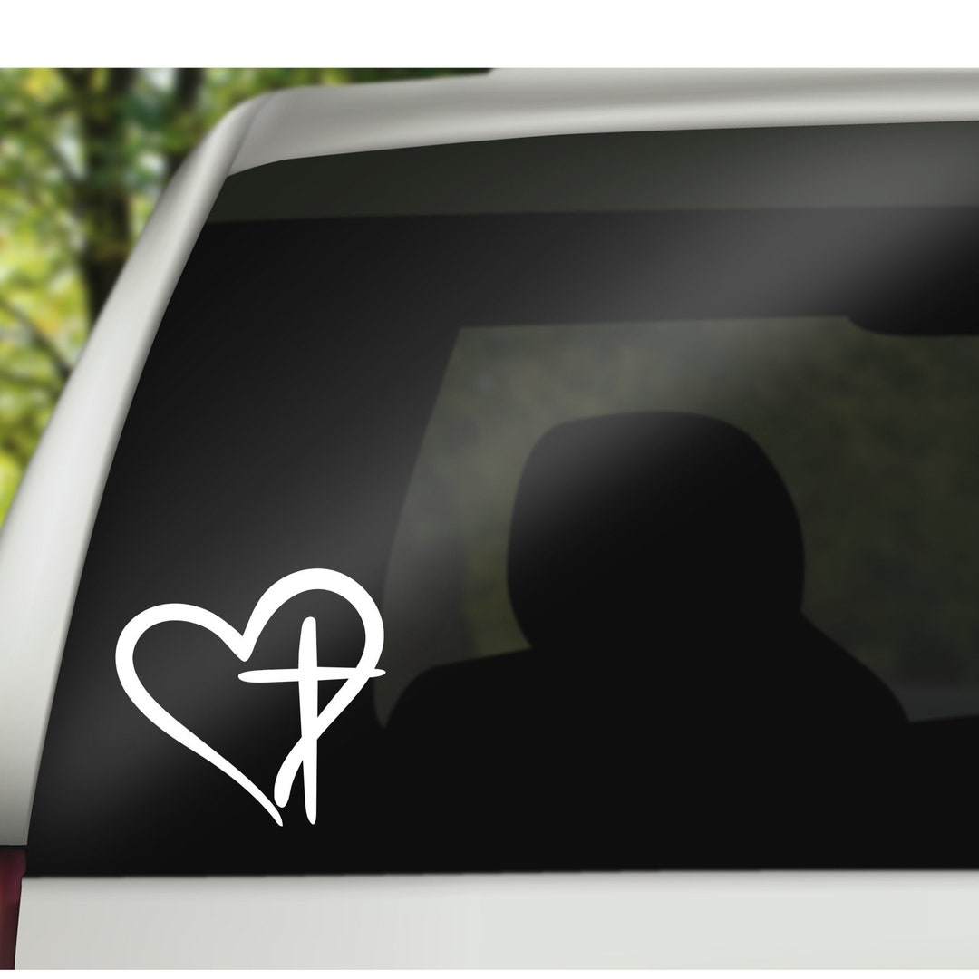 Heart and Cross Window Decal, Heart and Cross, Vinyl Decal, Heart and ...