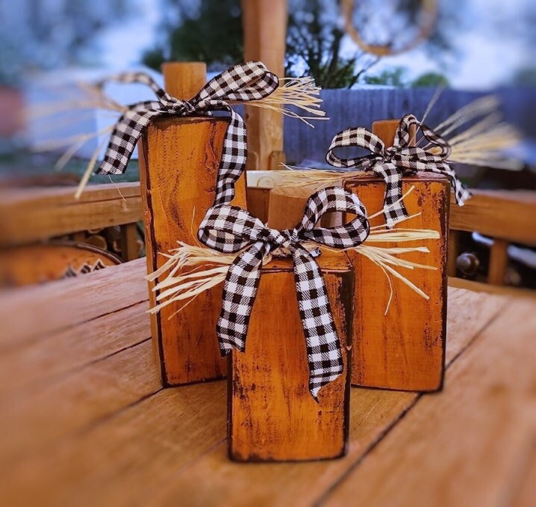 Wooden Pumpkin Fall Decor Set of 3 - Etsy