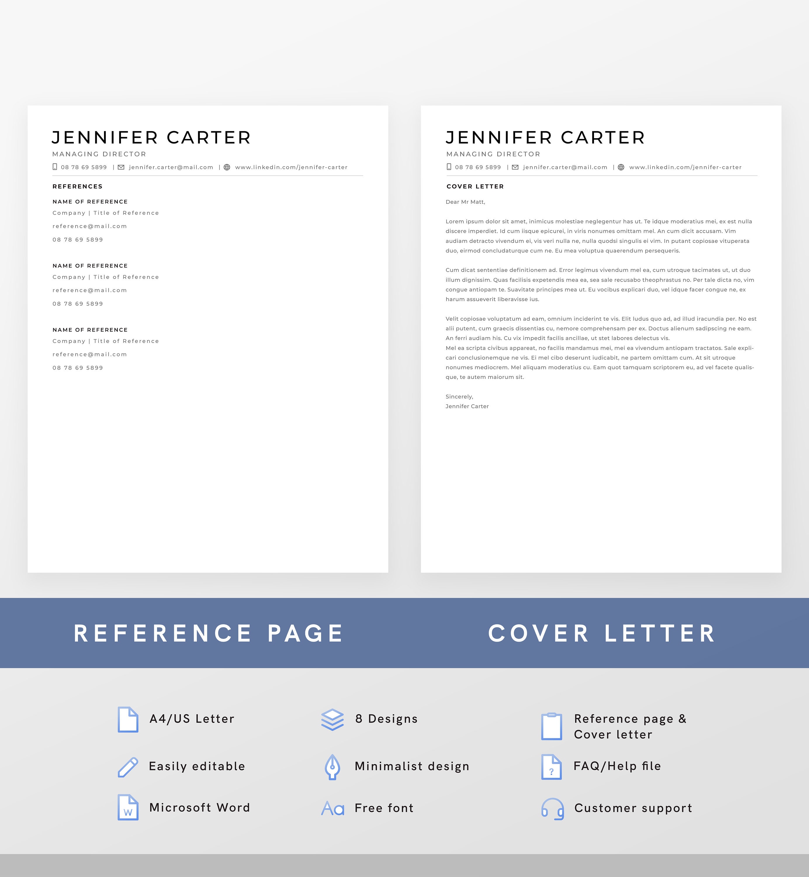 Minimalist Resume Template, Creative Resume, CV, Modern Resume, CV ...