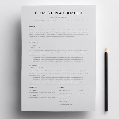 Creative Resume Template Minimalist Resume Resume Modern - Etsy