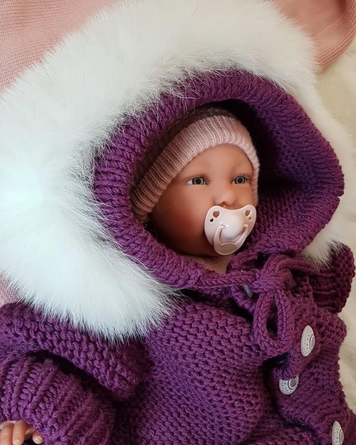 Baby Knitted Set 3 in 1, Baby Romper, Baby Bonnet, Long Legged Romper ...