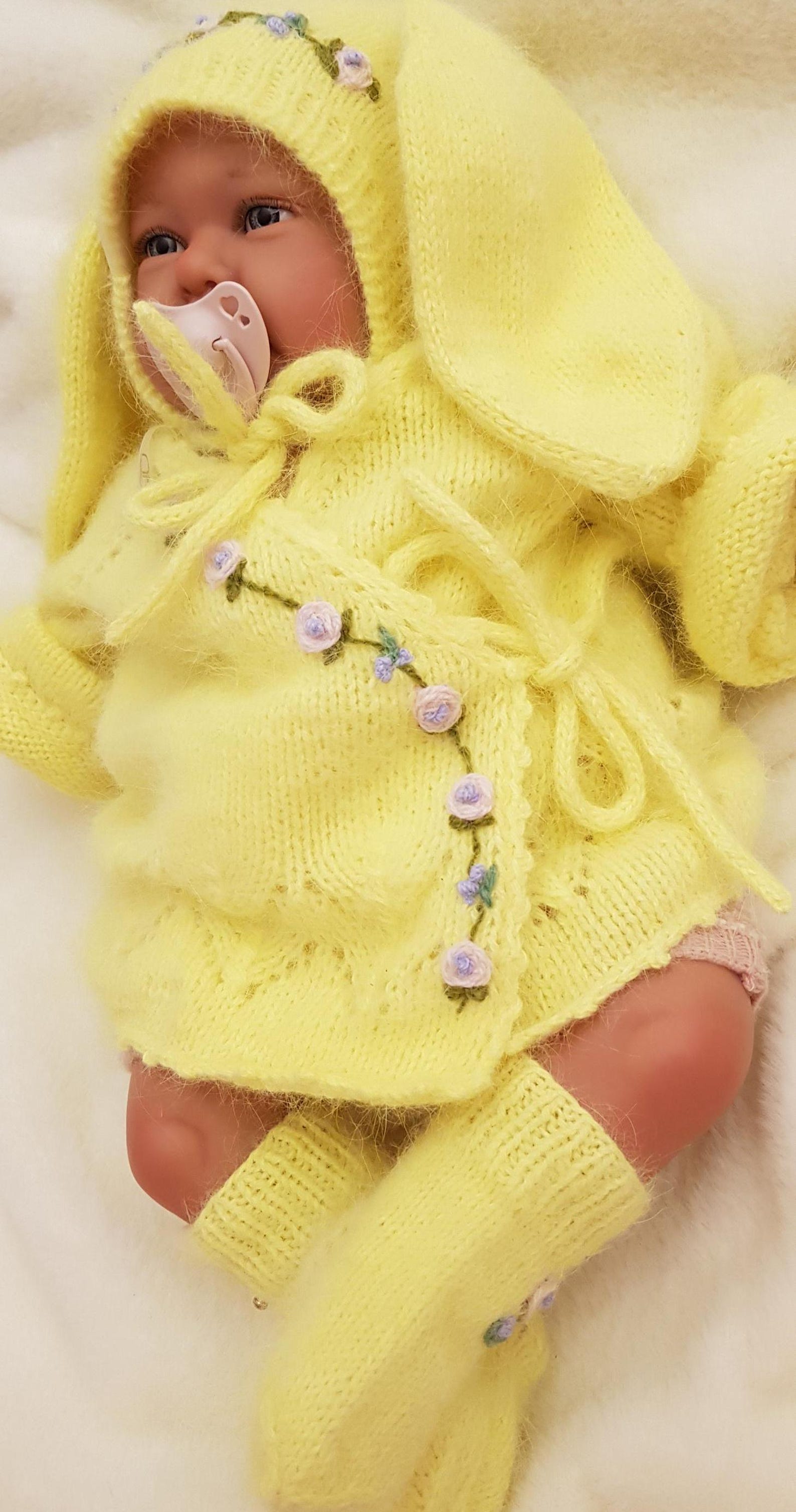 Knitted Baby Angora 3-in-1 Set. Set for Newborns Made of Angora With ...