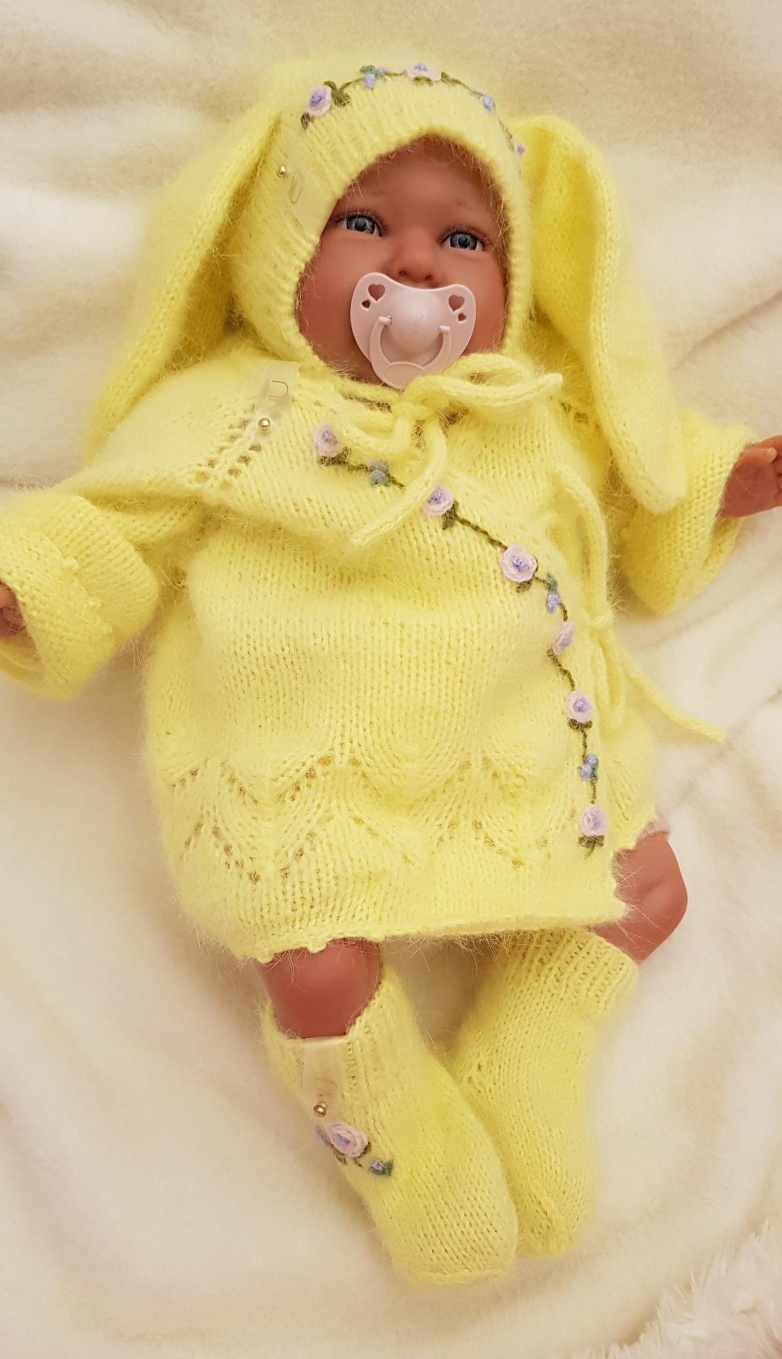 Knitted Baby Angora 3-in-1 Set. Set for Newborns Made of Angora With ...