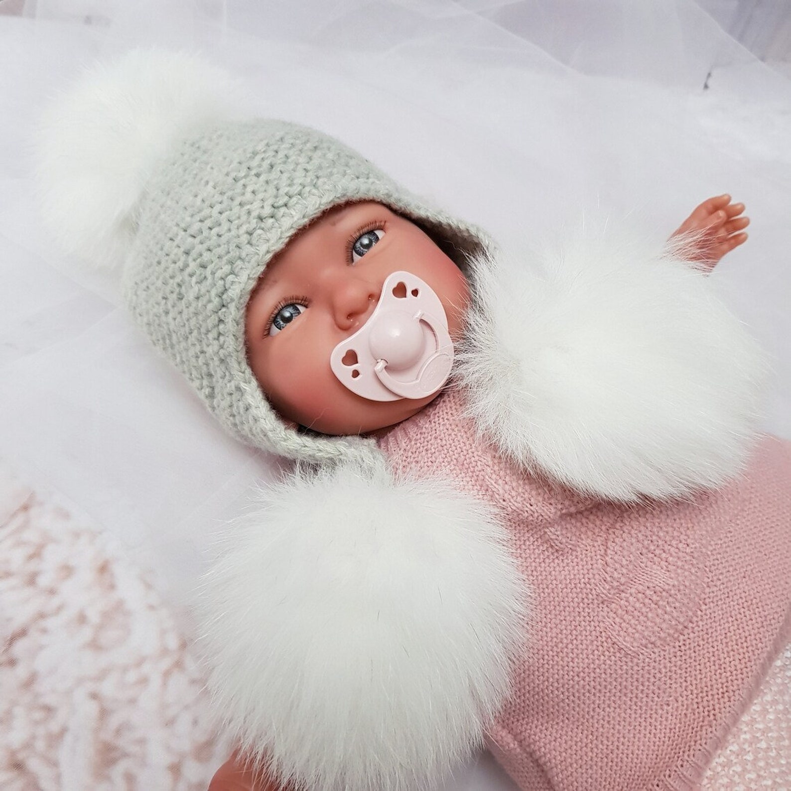 Baby Knitted Set 3 in 1, Baby Romper, Baby Bonnet, Long Legged Romper ...