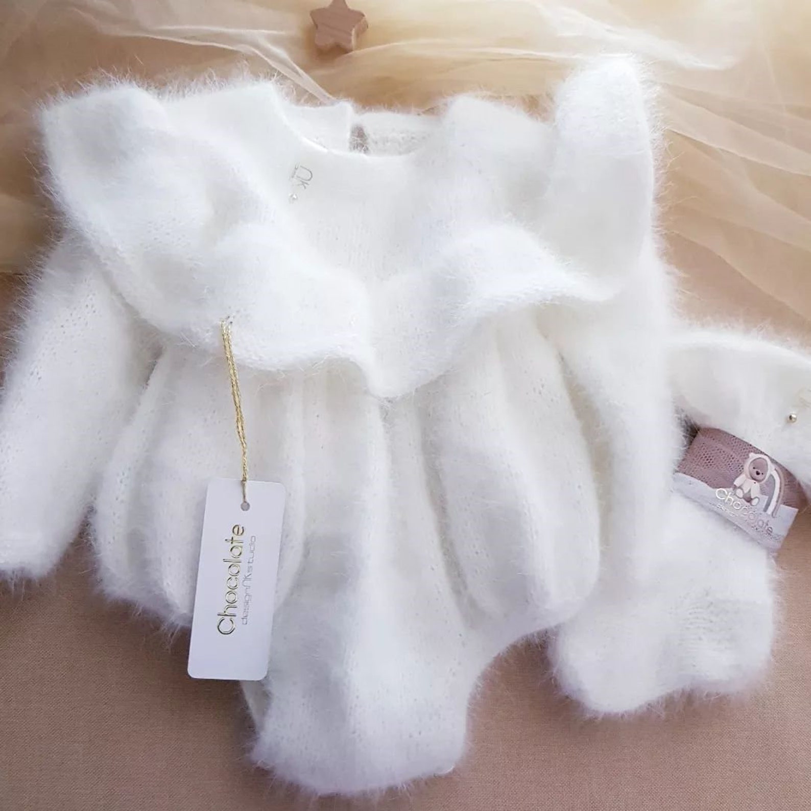 Baby Romper, Newborn Outfit , White Angora Baby Romper, Christmas Gift ...