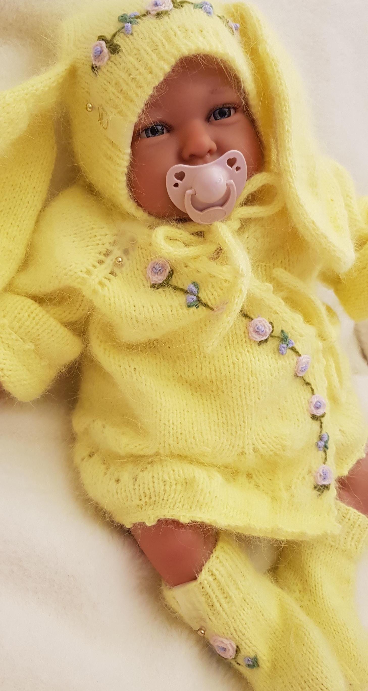 Knitted Baby Angora 3-in-1 Set. Set for Newborns Made of Angora With ...