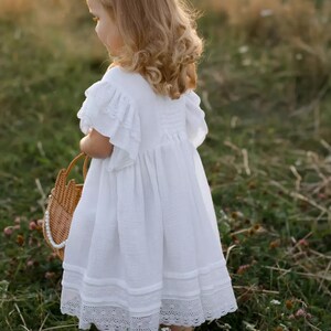 Muslin Dress for Little Girls, Boho Style Muslin Dress for Girl, Beige ...