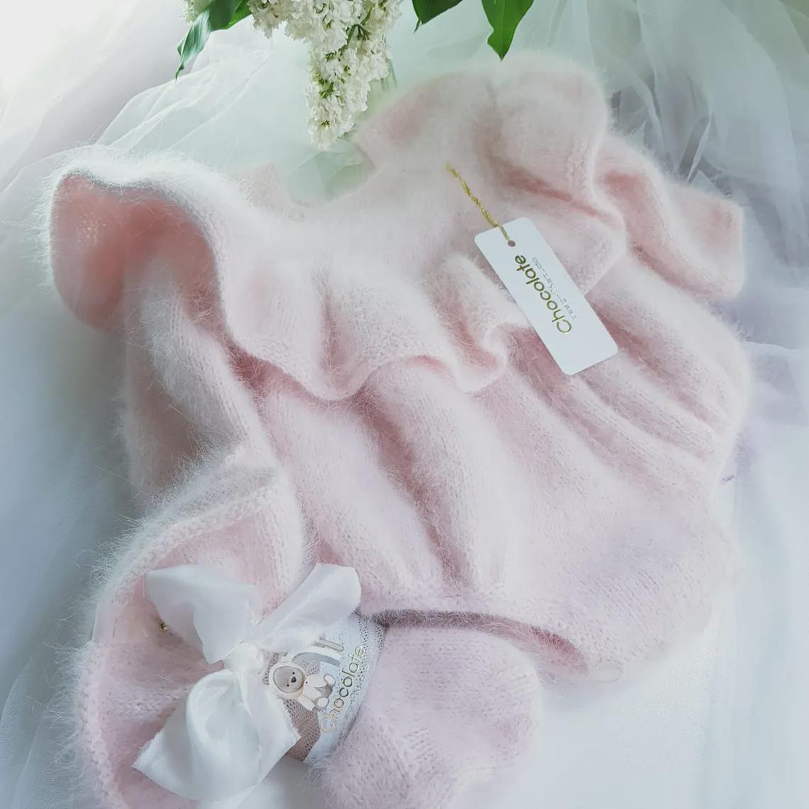 Baby Romper, Newborn Outfit , White Angora Baby Romper, Christmas Gift ...