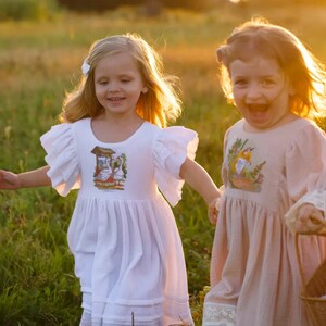 Muslin Dress for Little Girls, Boho Style Muslin Dress for Girl, Beige ...