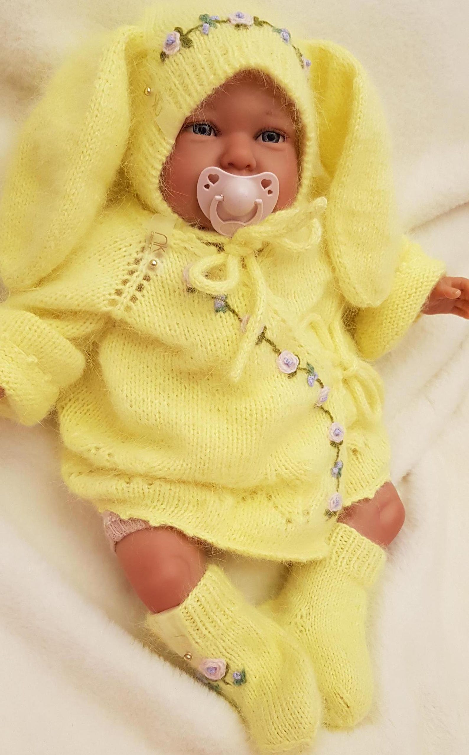 Knitted Baby Angora 3-in-1 Set. Set for Newborns Made of Angora With ...