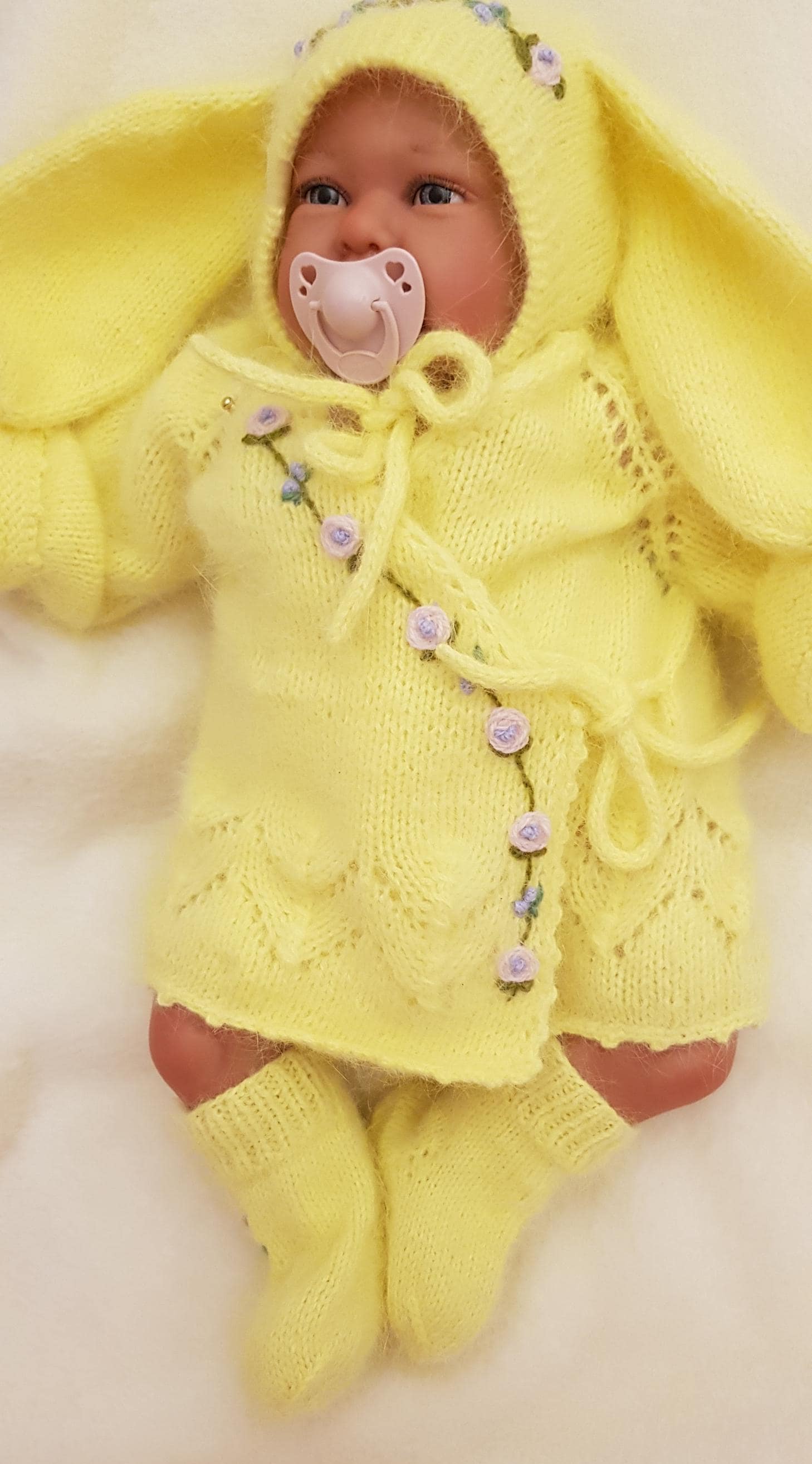 Knitted Baby Angora 3-in-1 Set. Set for Newborns Made of Angora With ...