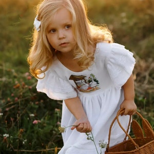 Muslin Dress for Little Girls, Boho Style Muslin Dress for Girl, Beige ...