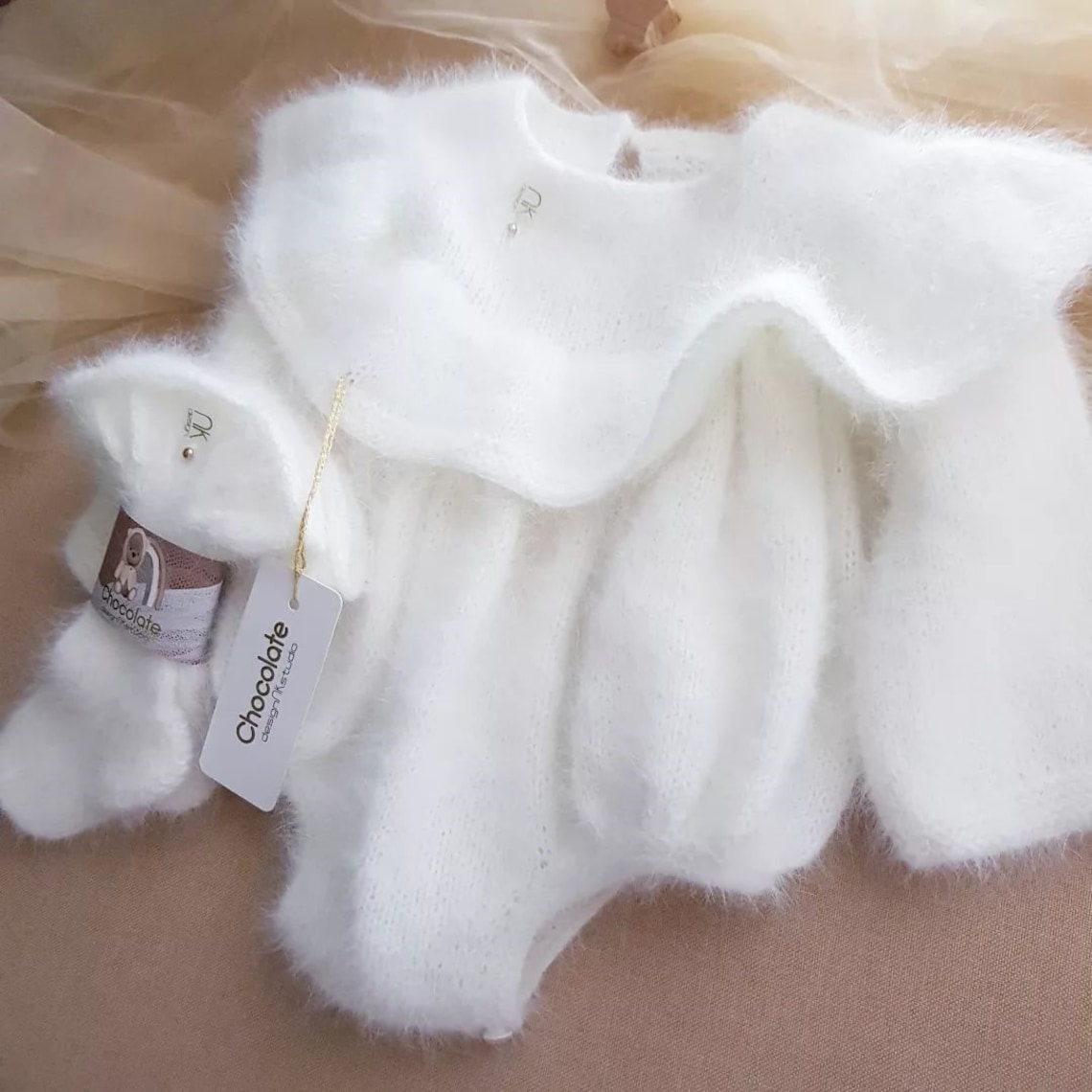 Baby Romper, Newborn Outfit , White Angora Baby Romper, Christmas Gift ...