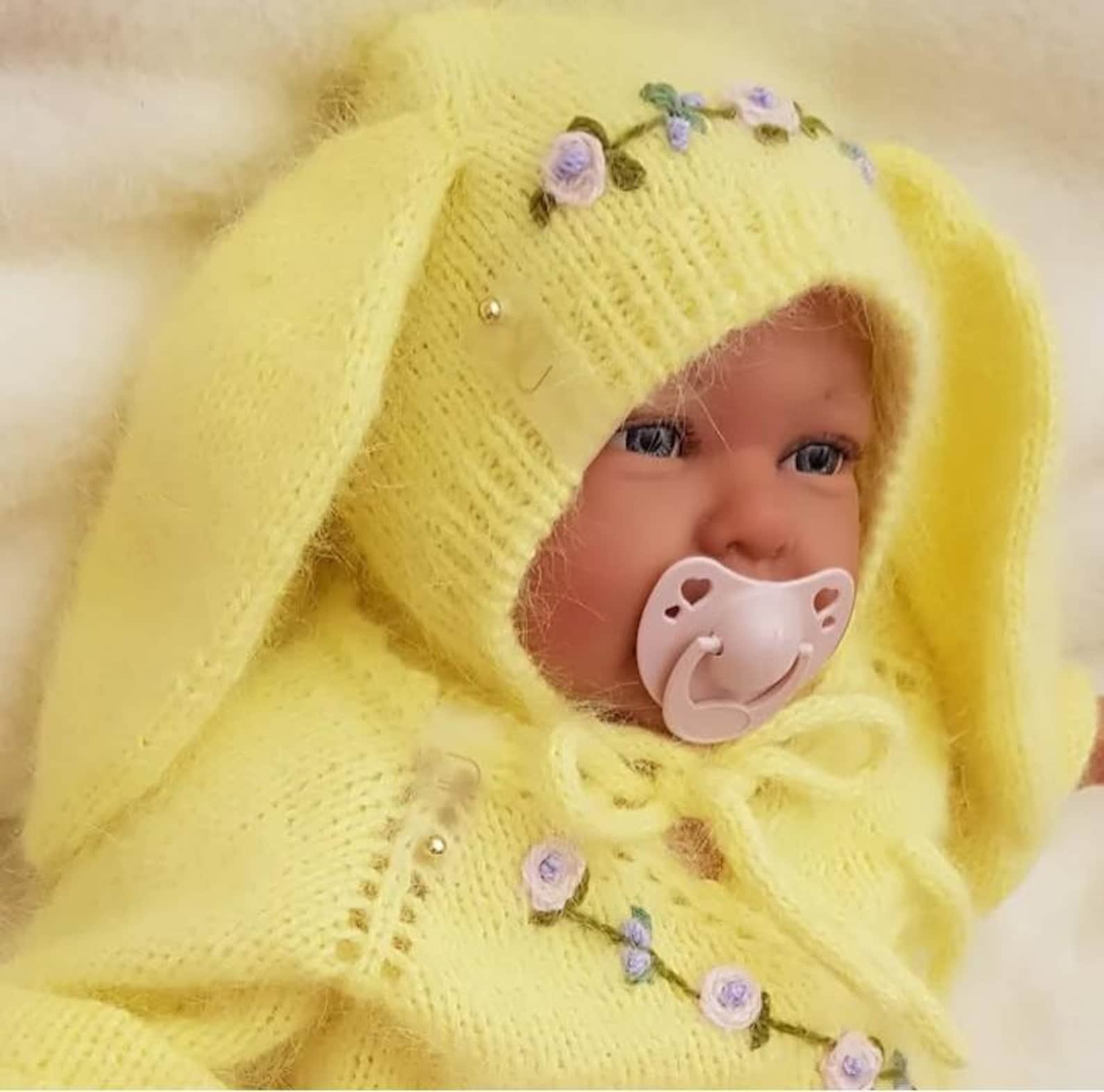 Knitted Baby Angora 3-in-1 Set. Set for Newborns Made of Angora With ...