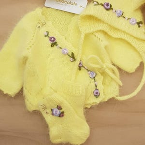 Knitted Baby Angora 3-in-1 Set. Set for Newborns Made of Angora With ...
