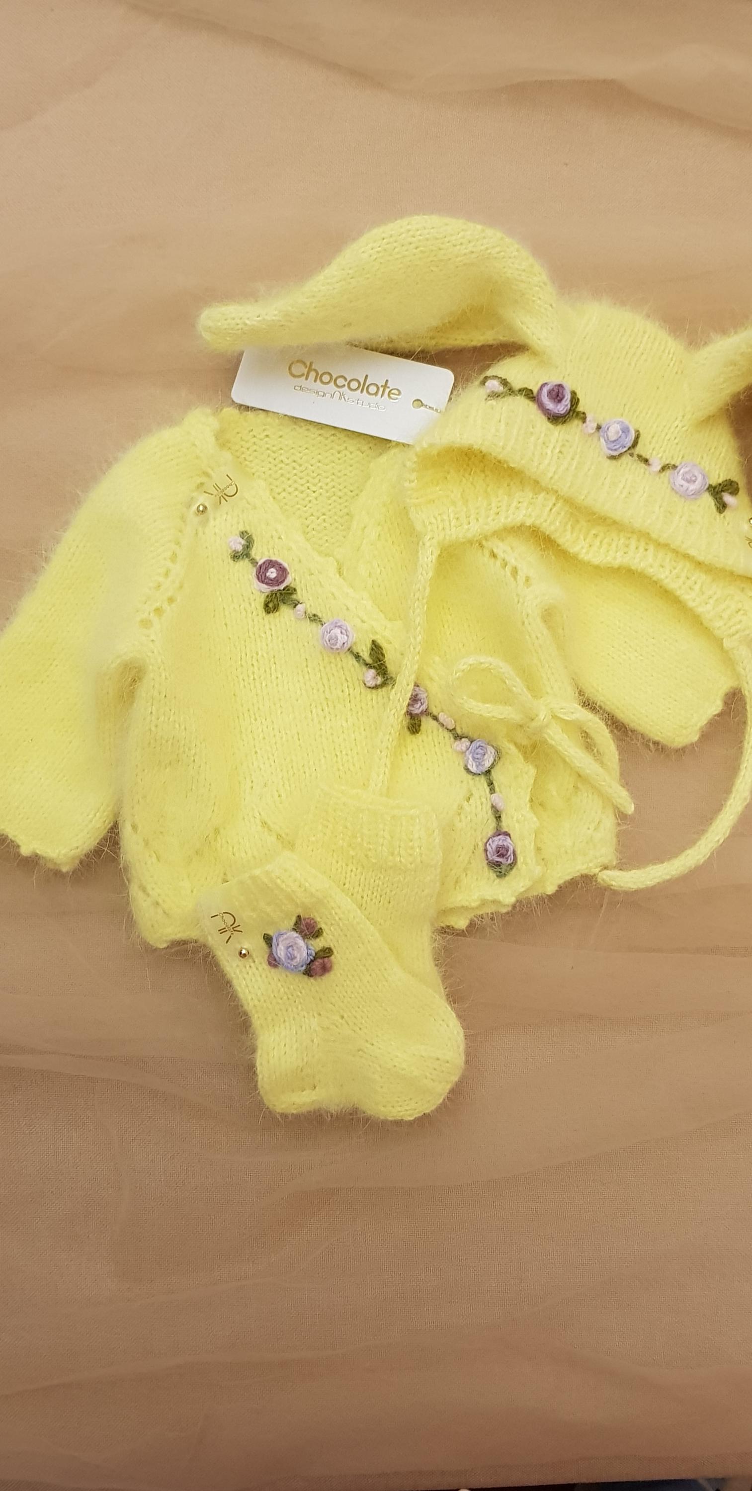 Knitted Baby Angora 3-in-1 Set. Set for Newborns Made of Angora With ...