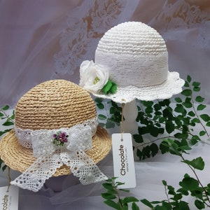 Raffia Hat, Summer Sun Hat Made of Raffia for a Child With a Wide Brim ...