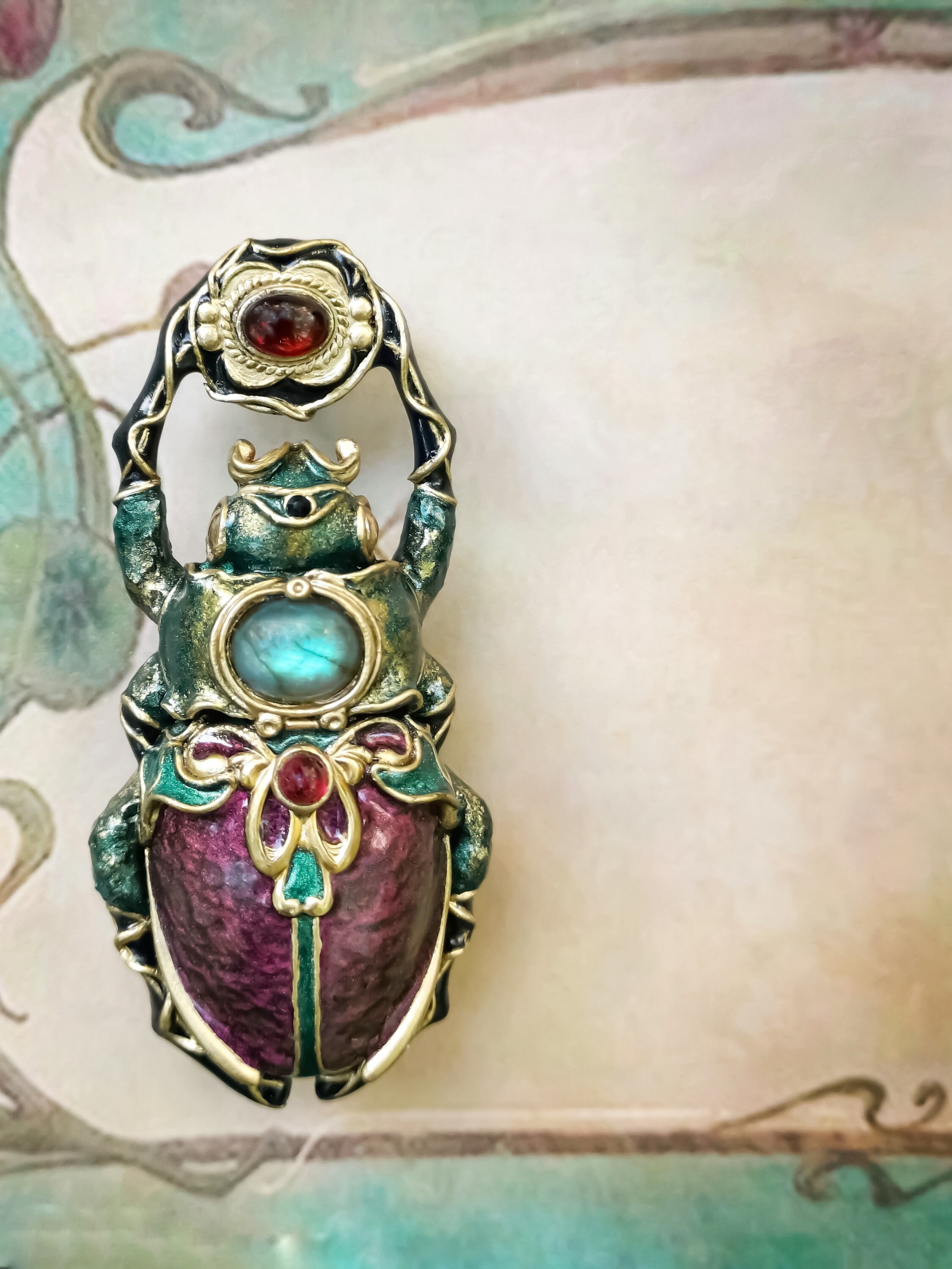 Scarab Brooch, Insect Jewelry for Dress or Hat, OOAK Artisan Accessory ...