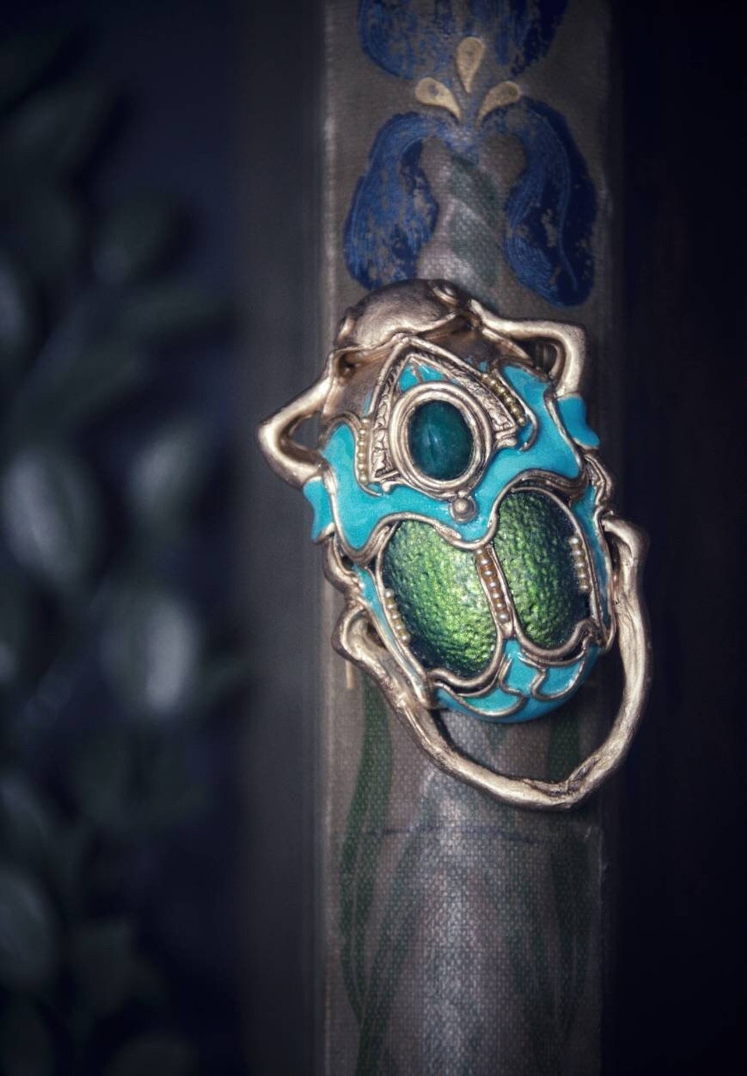 Mystic Scarab Brooch: Turquoise & Green Amulet Jewelry - Etsy