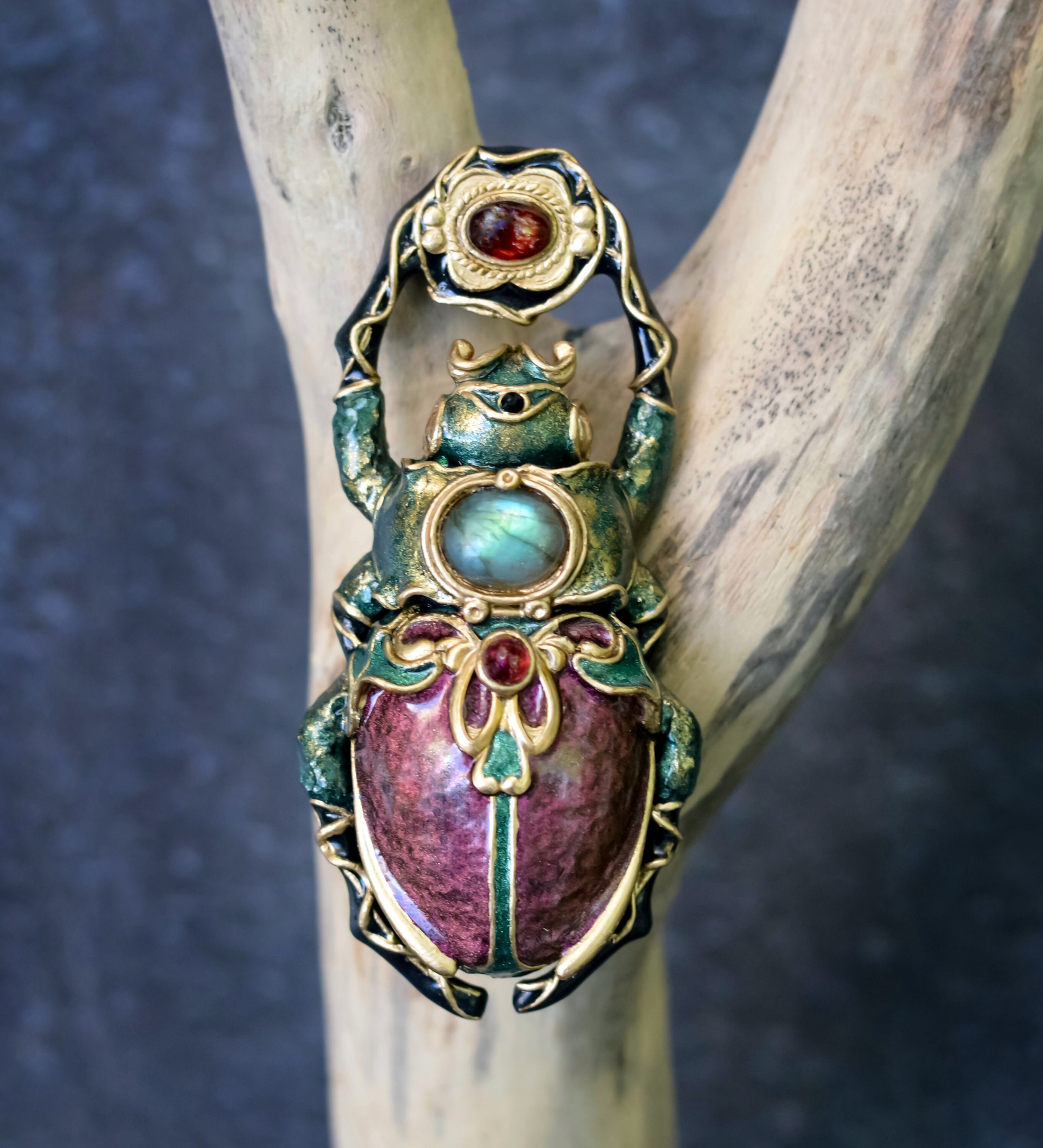 Scarab Brooch, Insect Jewelry for Dress or Hat, OOAK Artisan Accessory ...