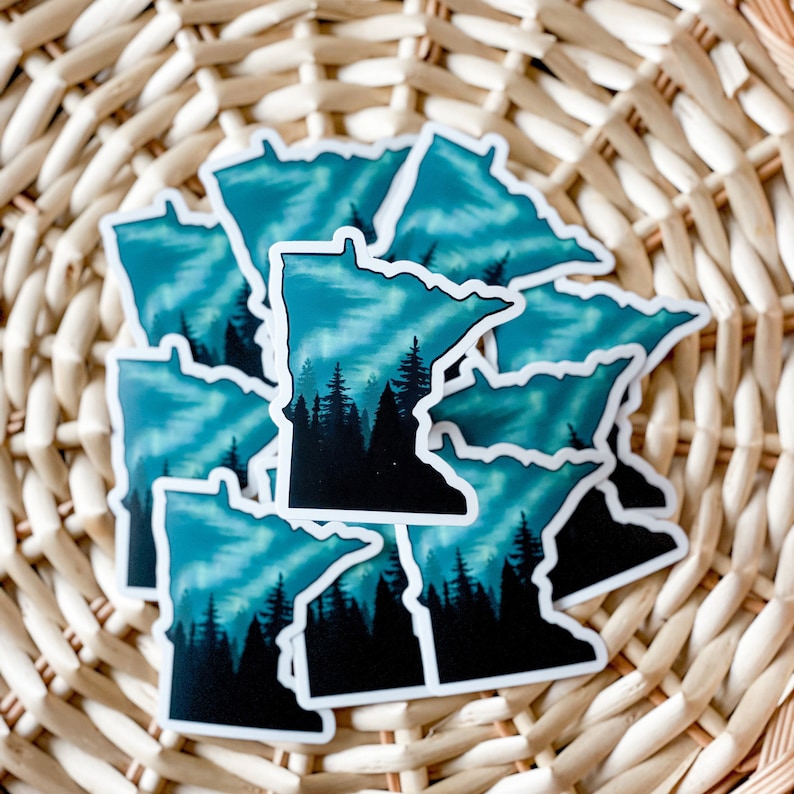 Northern Lights Minnesota State Vinyl Sticker, 2.65”x3” - Etsy
