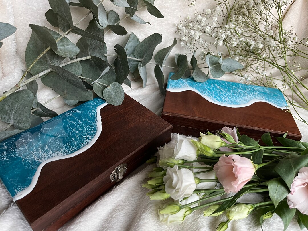 Acrylic Paint Box Decorated on the Theme of the Sea Resin Acrylic Paint ...