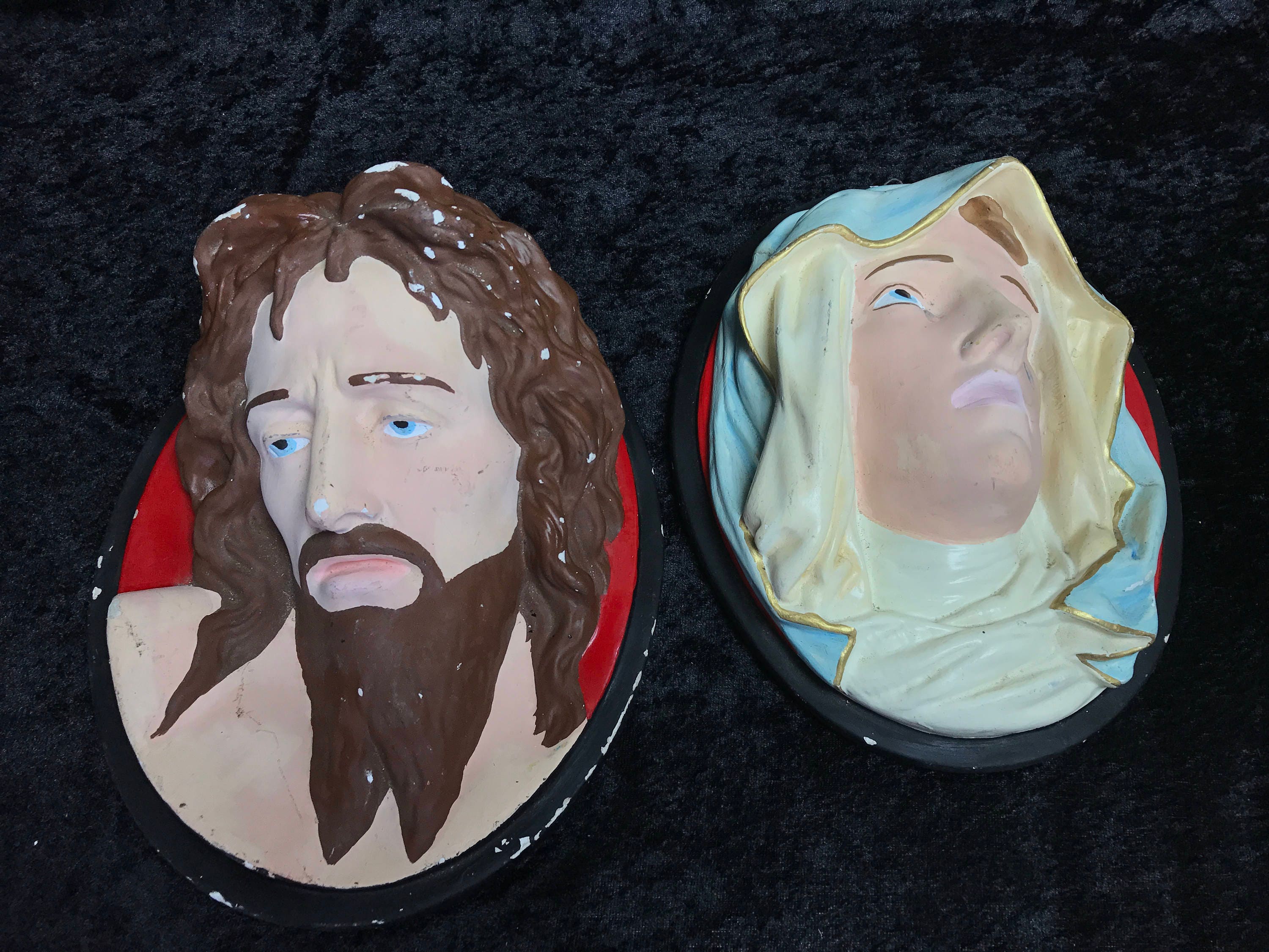 Jesus & Mary Plaster Portraits Vintage Religious Antique - Etsy