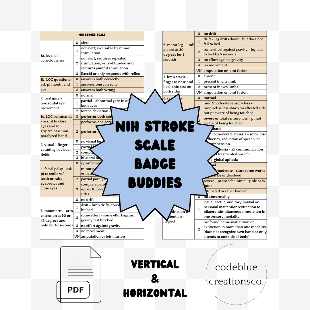 NIH Stroke Scale Badge Buddies - Etsy