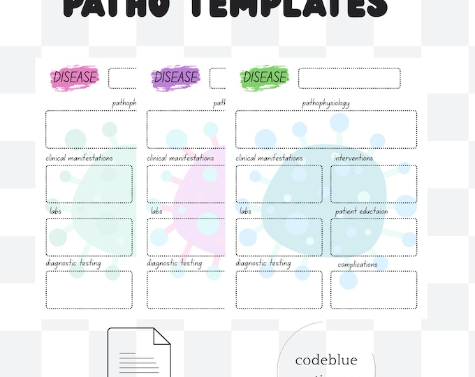 Pathophysiology Study Template: Nursing Student PDF Download - Etsy