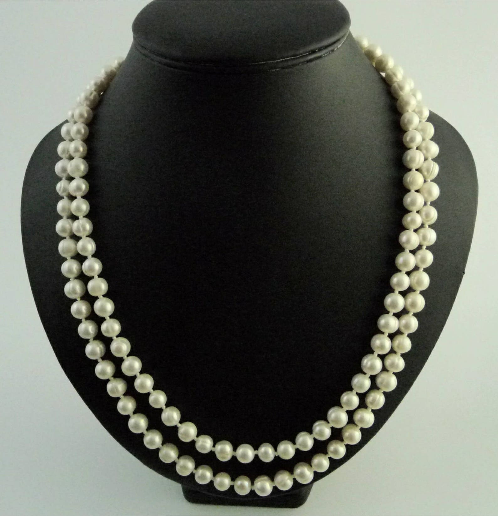 Long knotted pearl rope necklace white pearl jewellery | Etsy