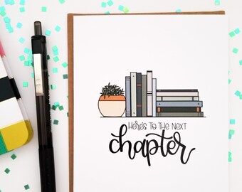 Here's to the Next Chapter Card // Graduation Card // Retirement Card ...