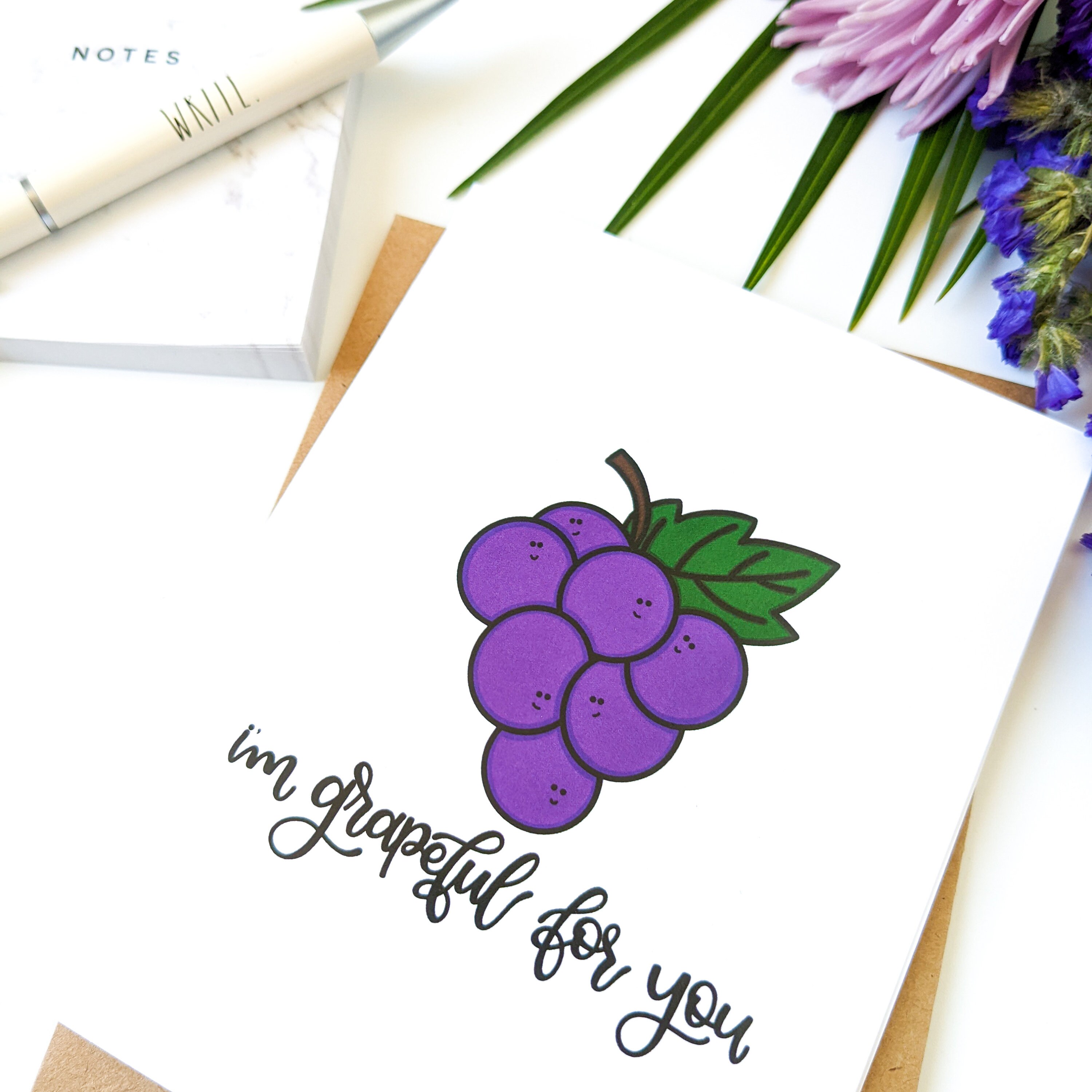 I'm Grapeful for You Card // Grateful for You // Grateful Card // Thank ...