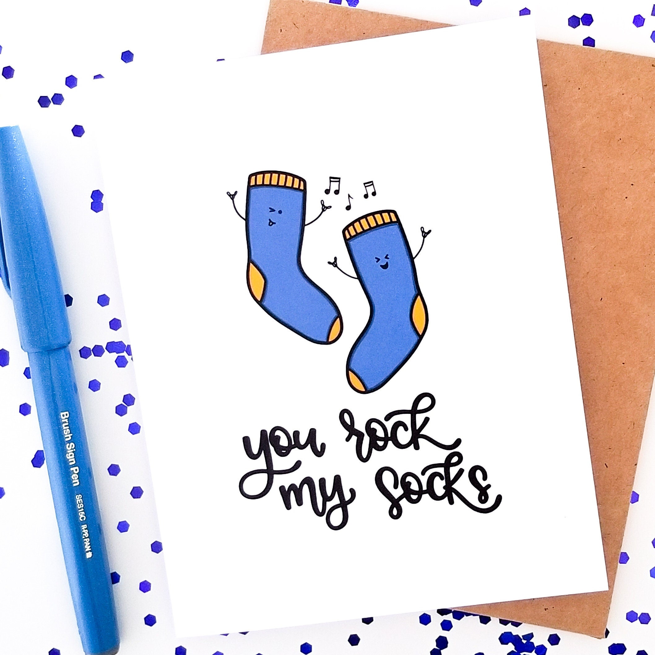 You Rock My Socks Card // Anytime Card // Greeting Card // Punny Cards ...