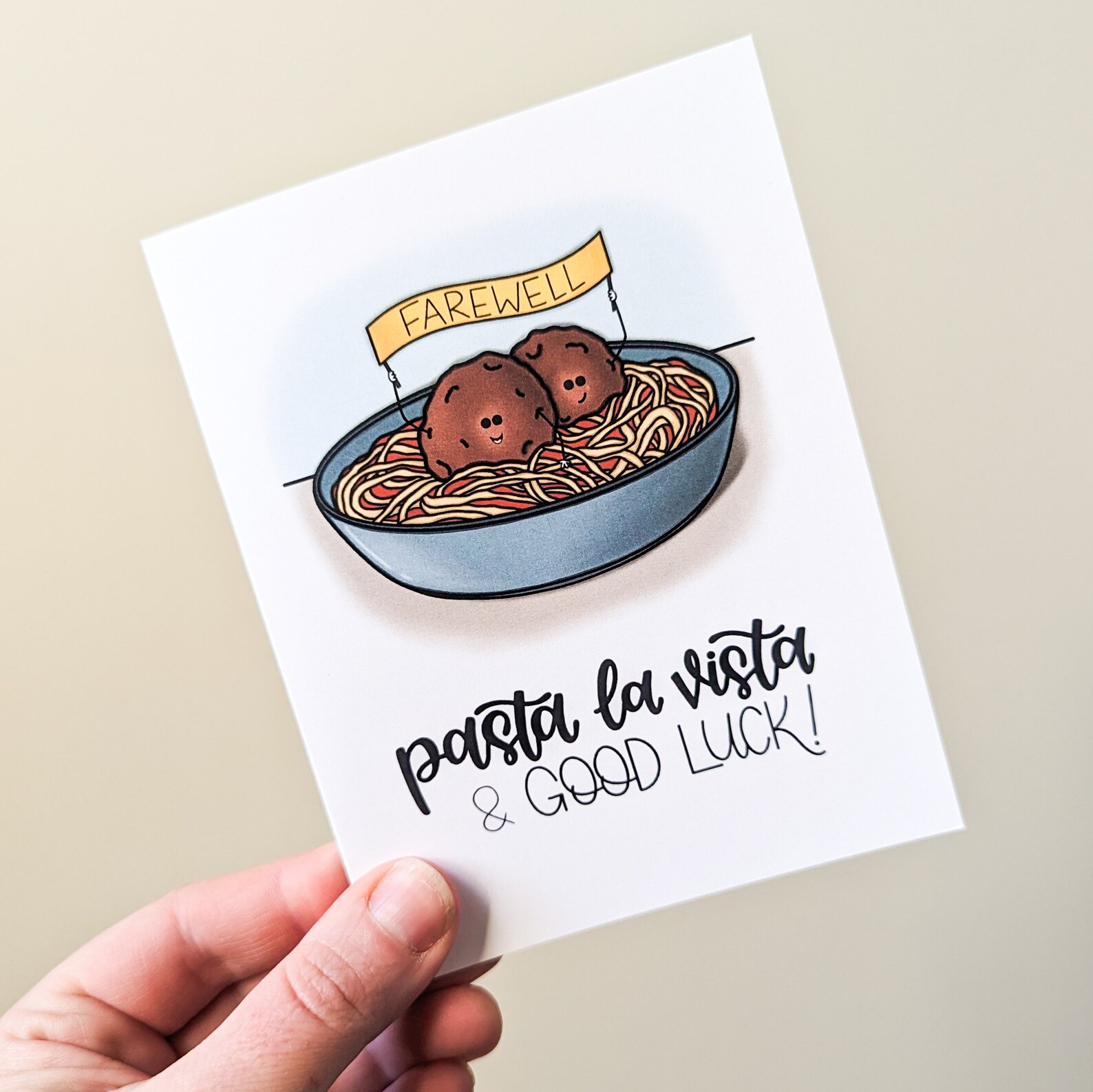 Pasta La Vista Farewell Card: Spaghetti & Meatballs Pun - Etsy