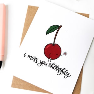 I Miss You Cherrybly Card // Missing You Card // Punny Card // Long ...