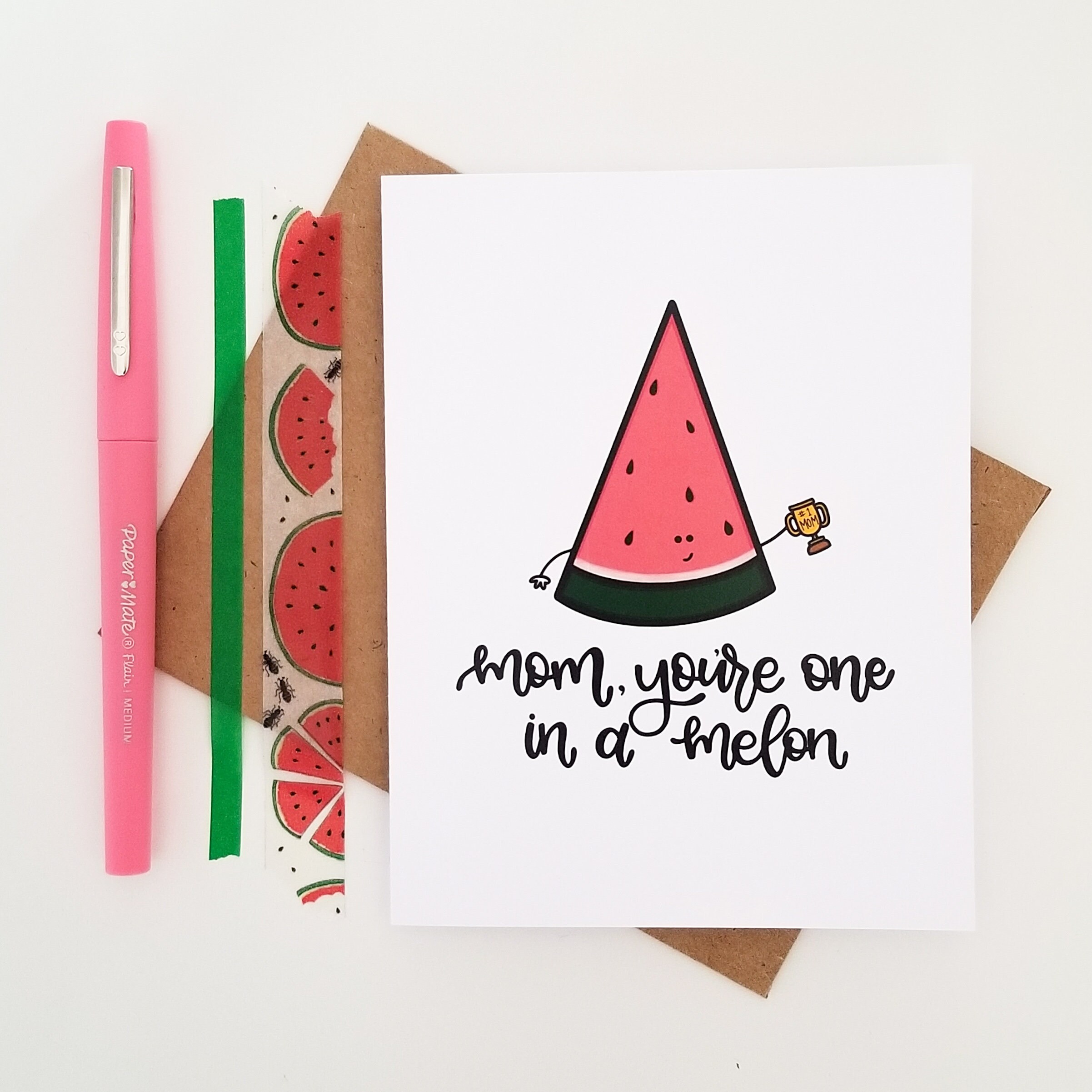 Mom You're One In a Melon Card // Mother's Day Card - Etsy Italia