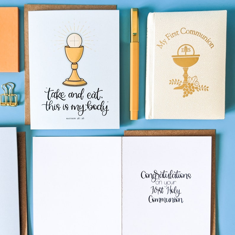 First Communion Card // First Holy Communion Card // Catholic Greeting ...