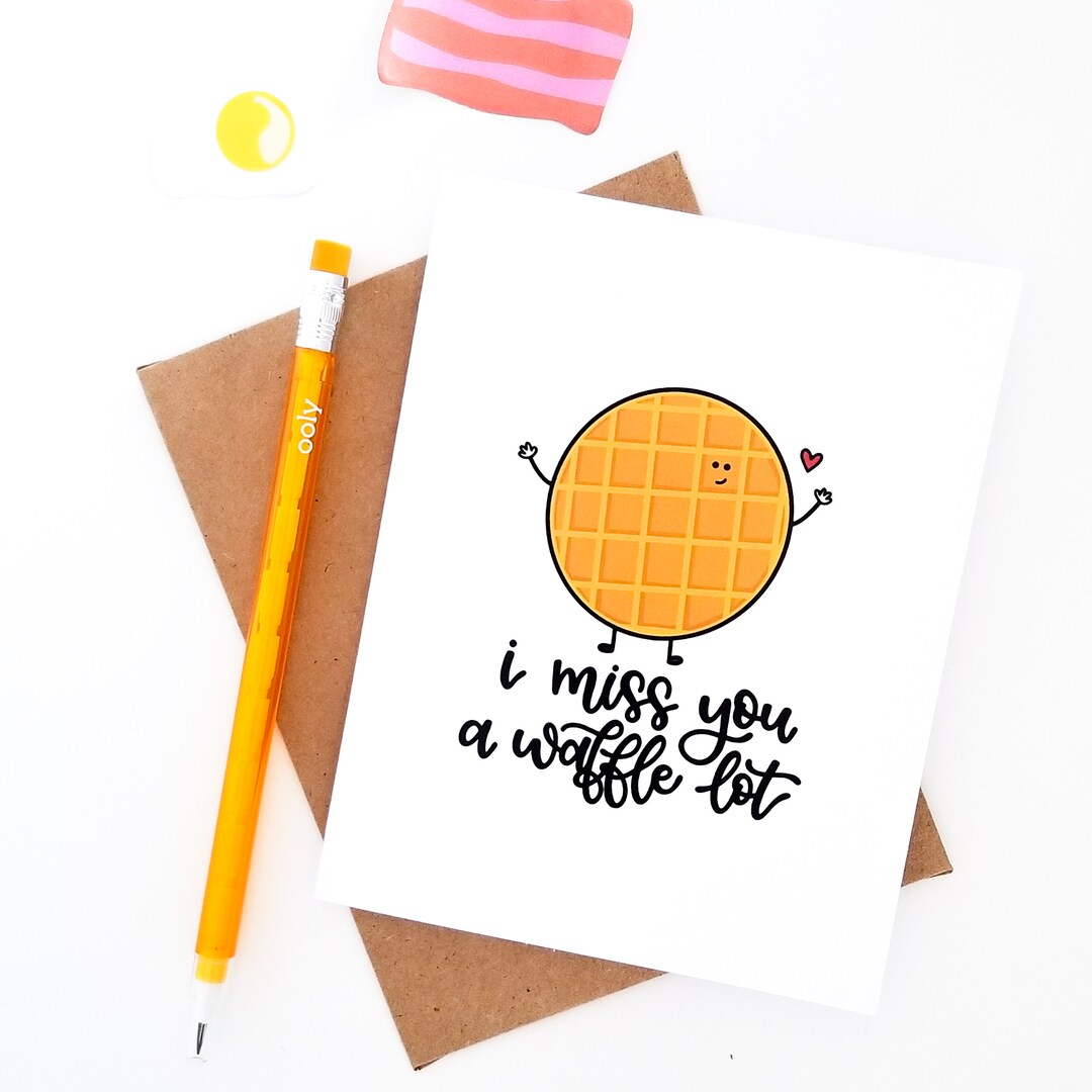 I Miss You A Waffle Lot Card Miss You Card Waffle Card Etsy Canada