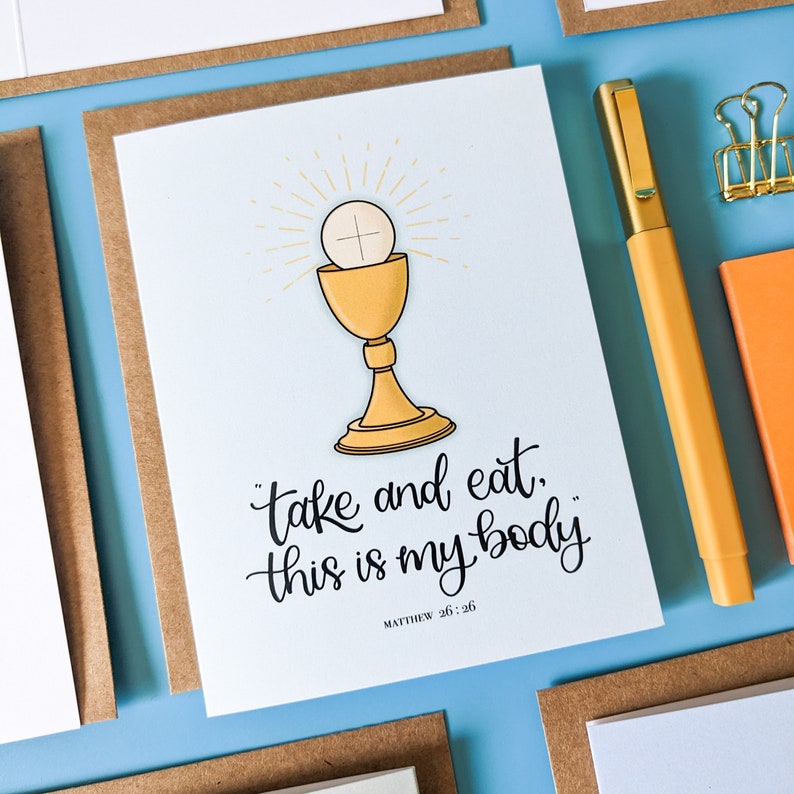 First Communion Card // First Holy Communion Card // Catholic Greeting ...