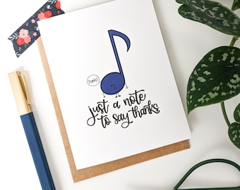 Printable Music Note Thank You Card Teacher Appreciation - Etsy