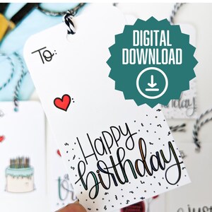 Printable Birthday Gift Tags, Cute Designs (digital Download) - Etsy