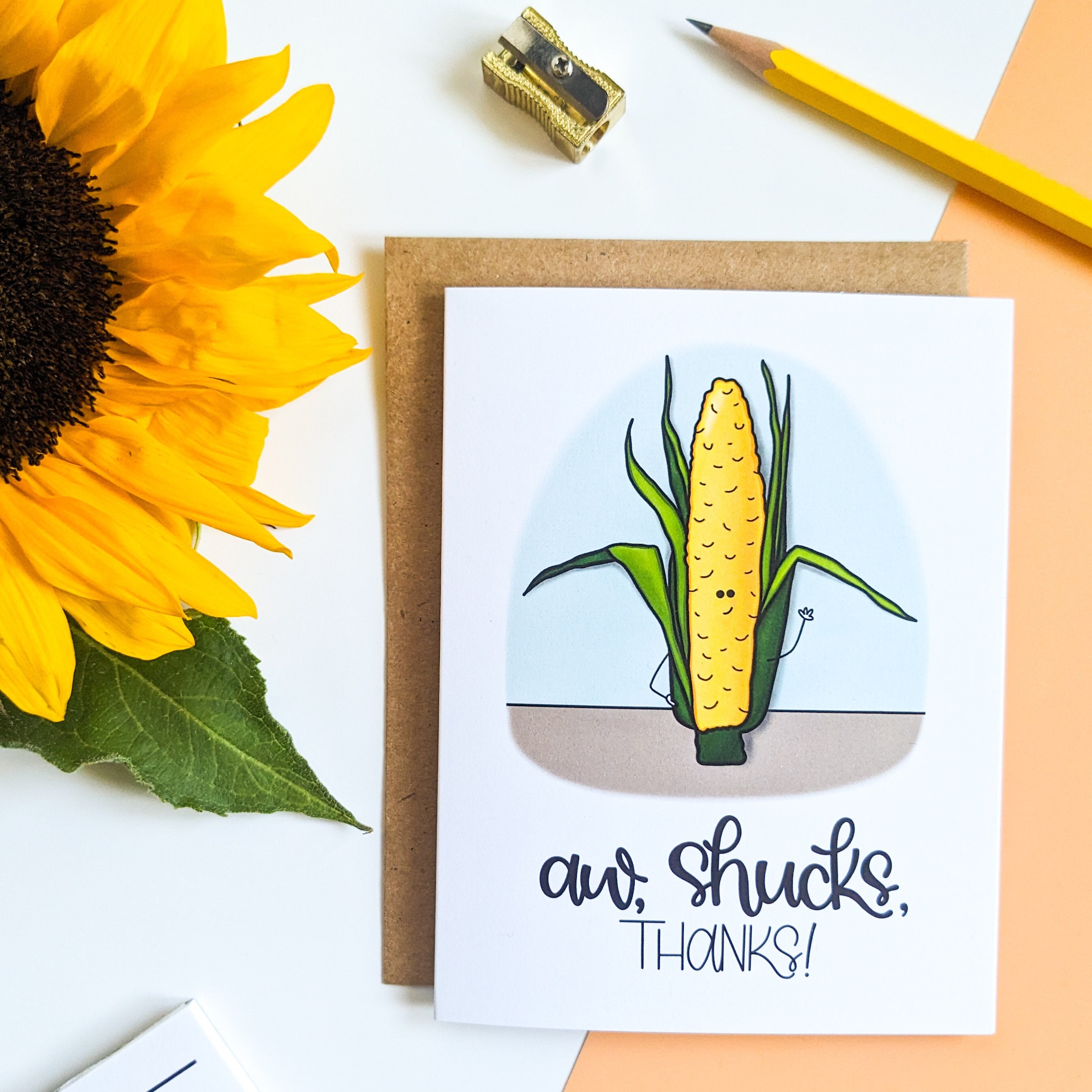 Aw Shucks, Thanks Greeting Card // Thank You Card // Punny Card ...