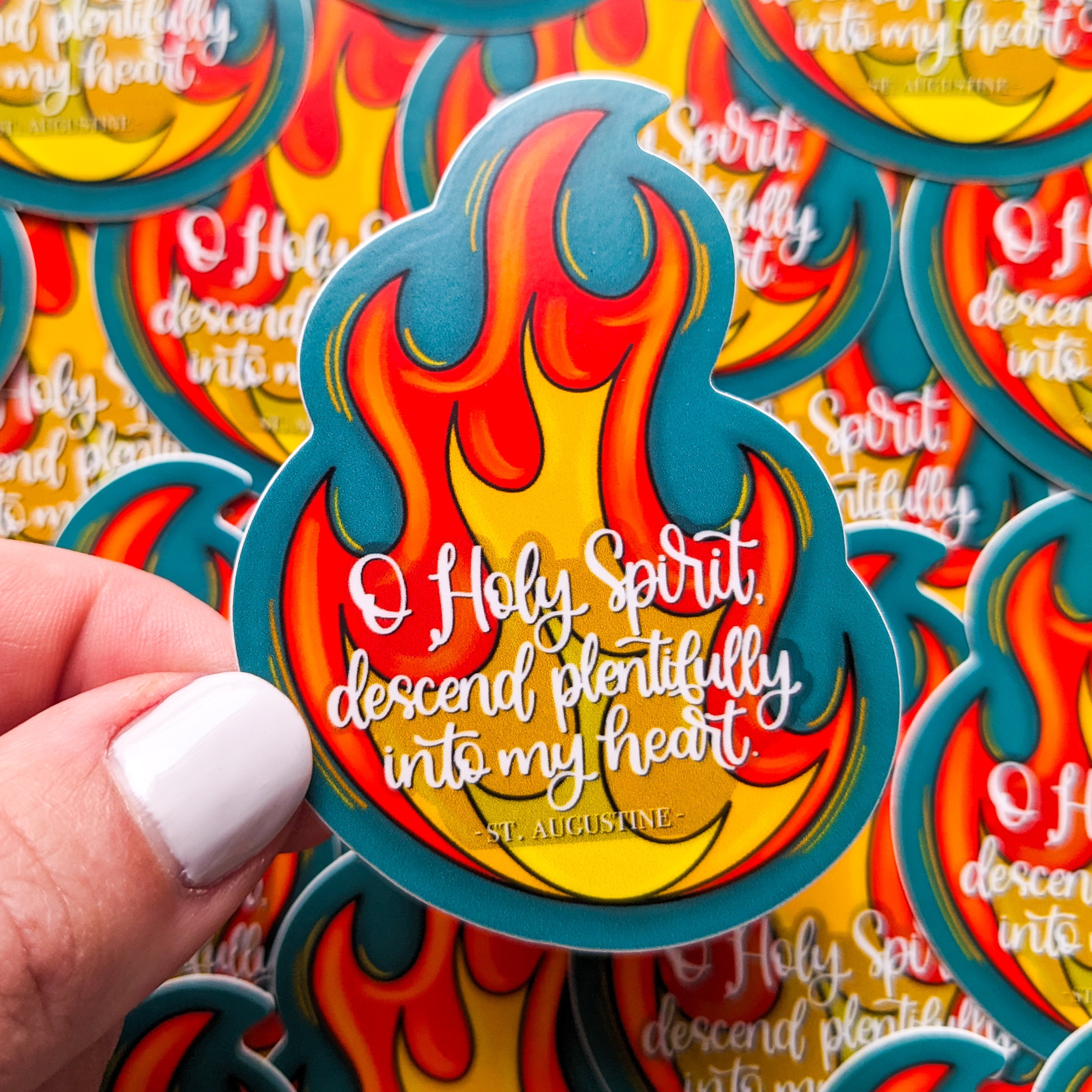 Holy Spirit Sticker // St. Augustine // Flame Sticker // Catholic ...