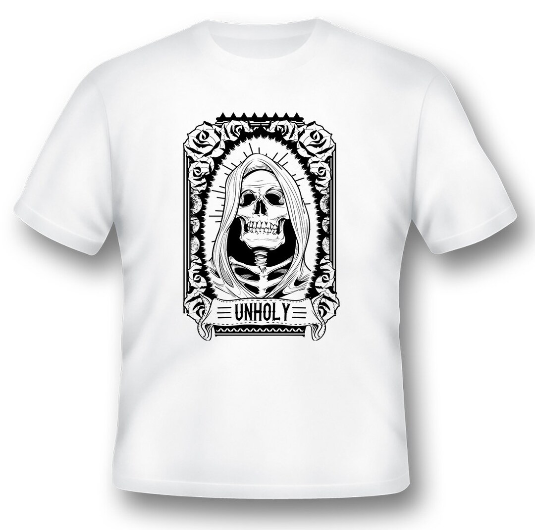 Unholy Skull Death Black or White Tee. - Etsy