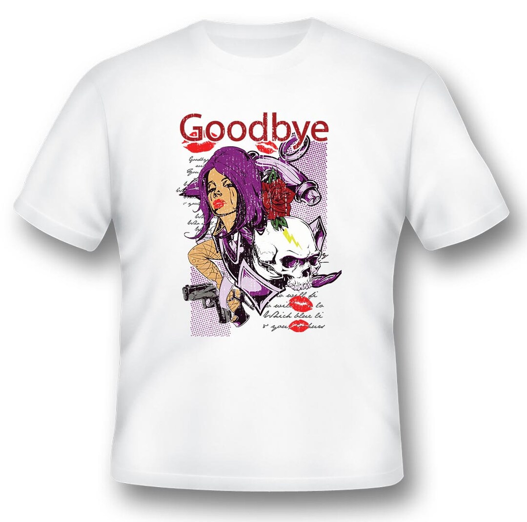 Goodbye Girl Skull and Gun Rose Lips Black or White Tee - Etsy